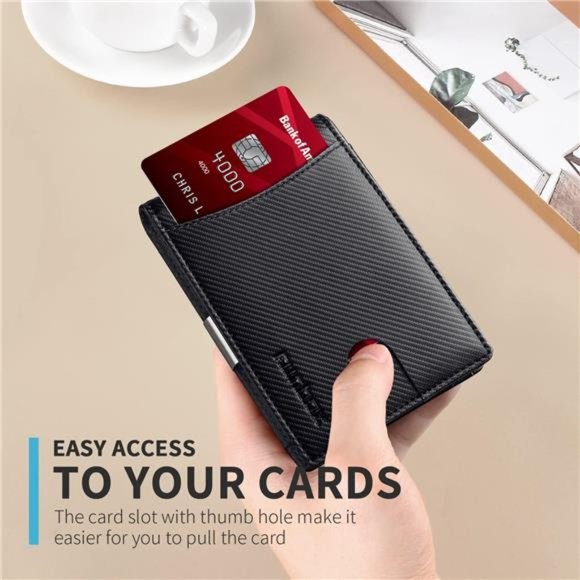 Bags | Rfid Blocking Thin Mens Wallet Bifold X Carbon Black | Poshmark